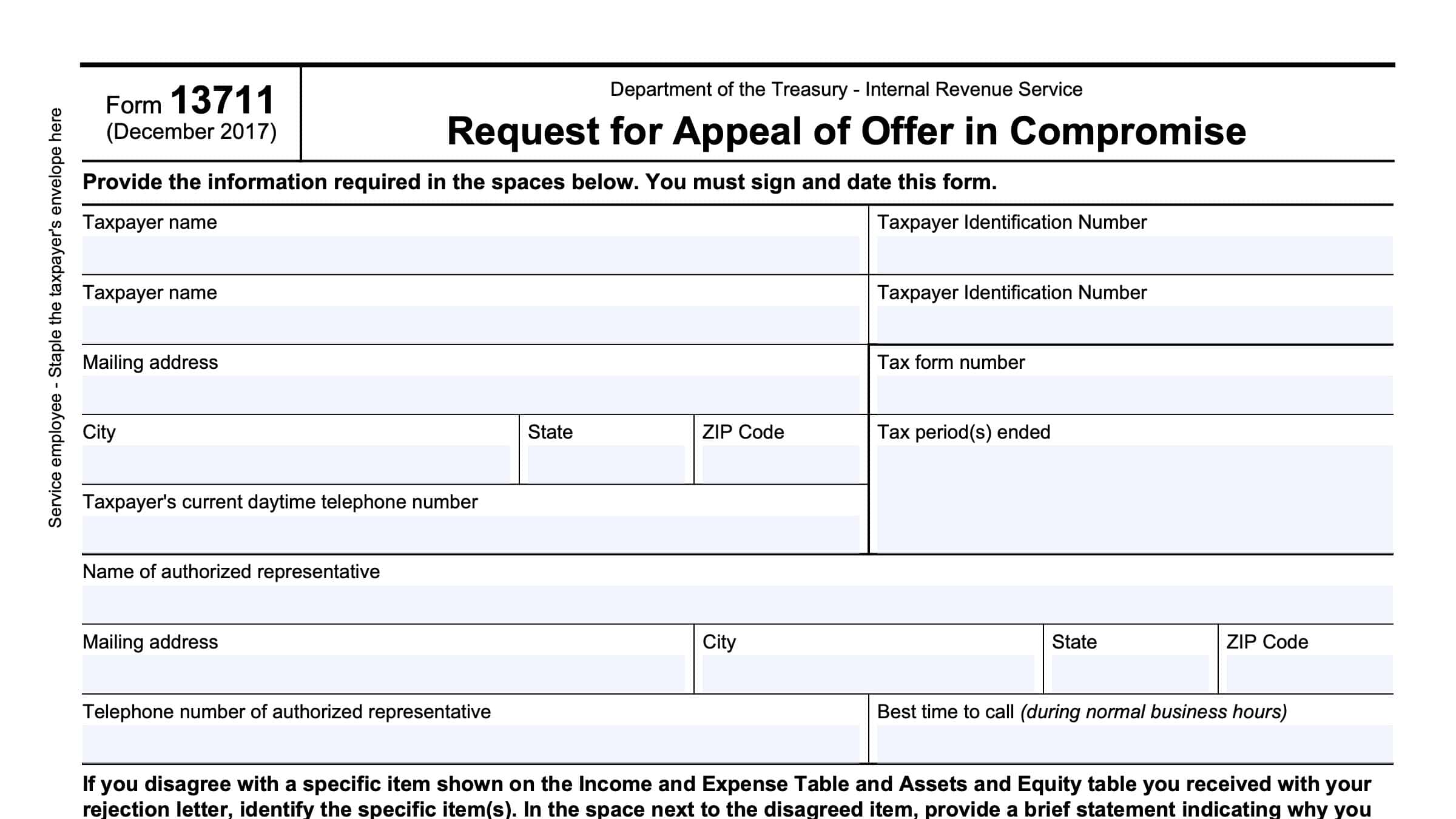 IRS Form 13711 Instructions: Appeal an Offer In Compromise