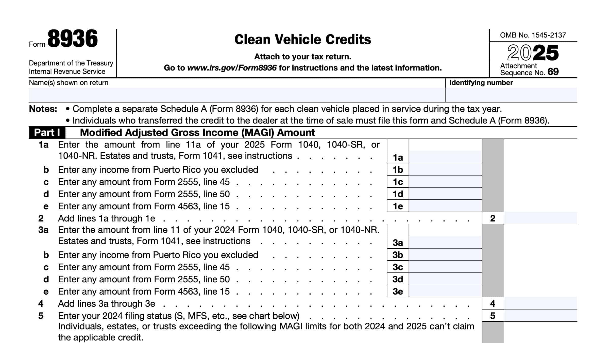 IRS Form 8936 Instructions - Clean Vehicle Credits