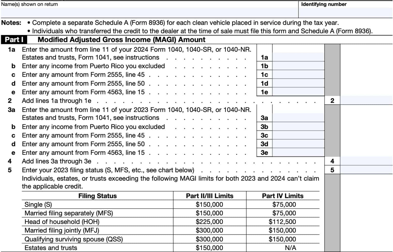 IRS Form 8936 Instructions - Clean Vehicle Credits