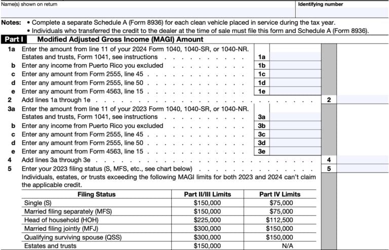 IRS Form 8936 Instructions - Clean Vehicle Credits
