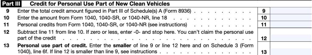 IRS Form 8936 Instructions - Clean Vehicle Credits