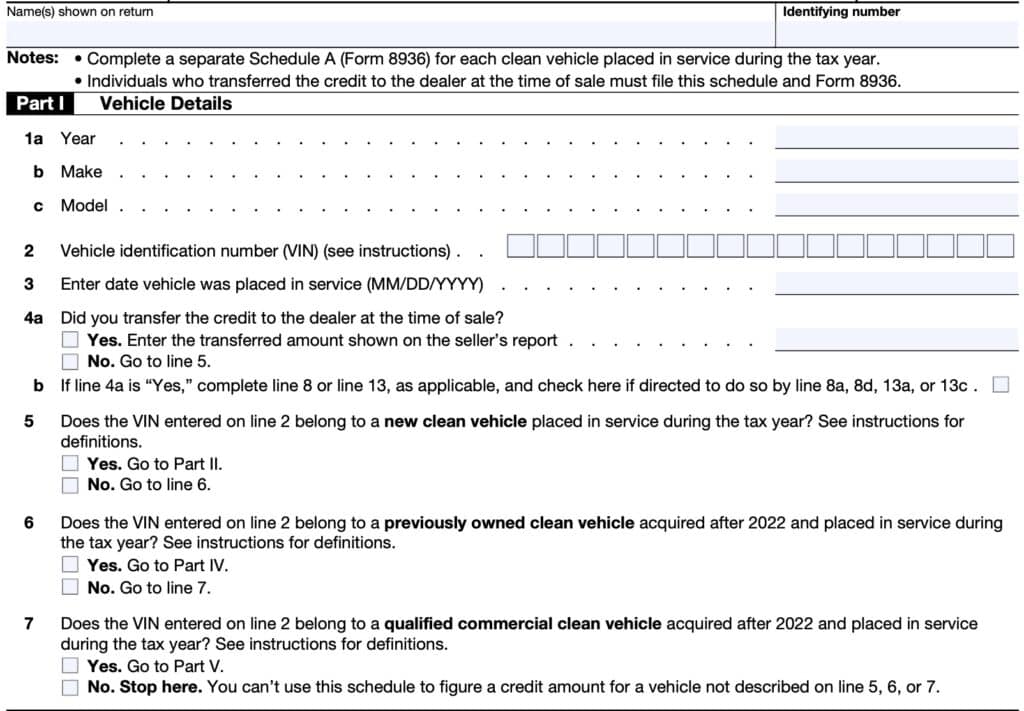 IRS Form 8936 Instructions - Clean Vehicle Credits
