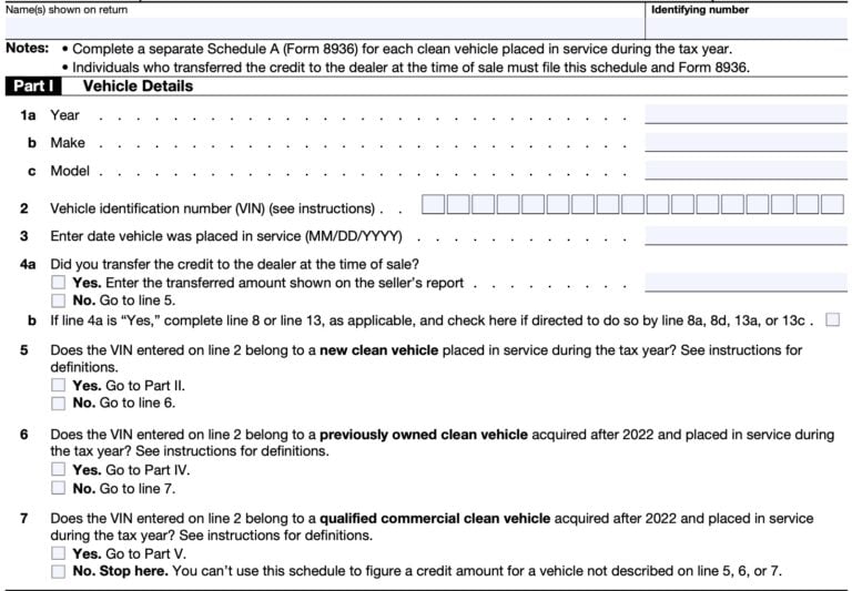 IRS Form 8936 Instructions - Clean Vehicle Credits