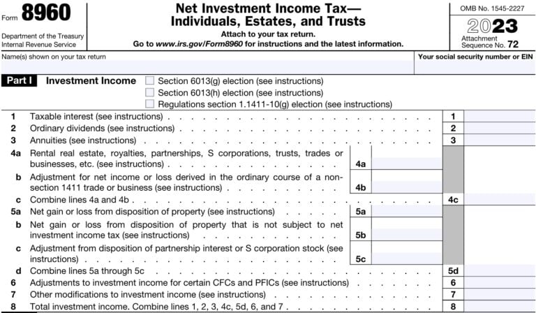 IRS Form 8960 Instructions - Guide to Net Investment Income Tax
