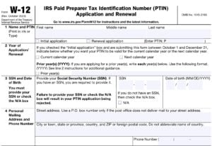 IRS Form W-12 Instructions - PTIN Application