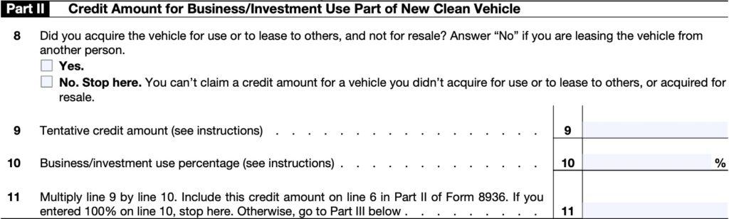 IRS Form 8936 Instructions - Qualifying Electric Vehicle Tax Credits