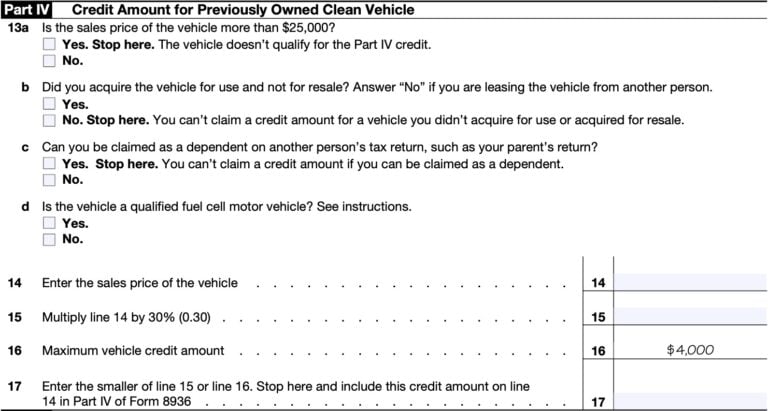 IRS Form 8936 Instructions - Qualifying Electric Vehicle Tax Credits