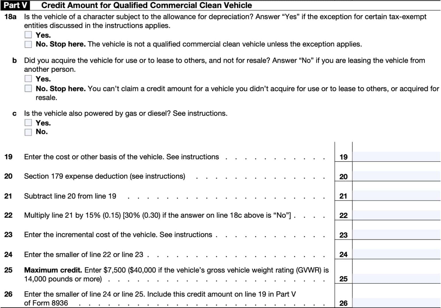 IRS Form 8936 Instructions - Qualifying Electric Vehicle Tax Credits