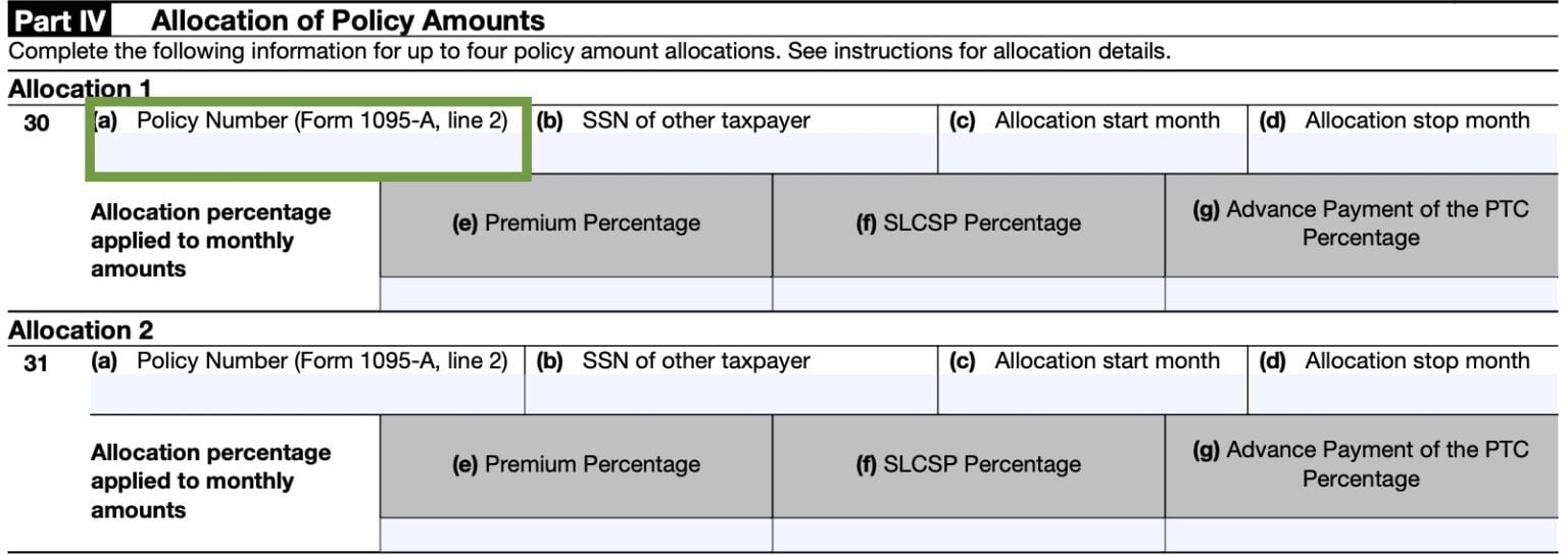 IRS Form 1095-A instructions - Marketplace Insurance Statement