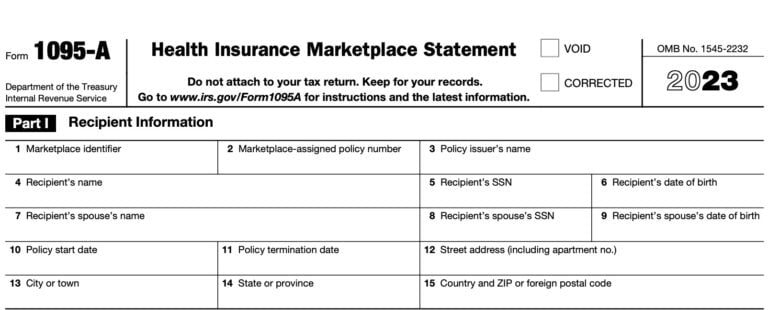 IRS Form 1095-A instructions - Marketplace Insurance Statement