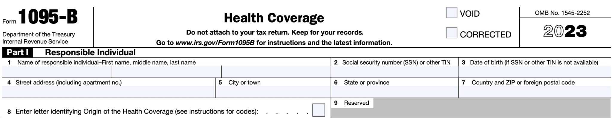 IRS Form 1095-B Instructions - Health Coverage