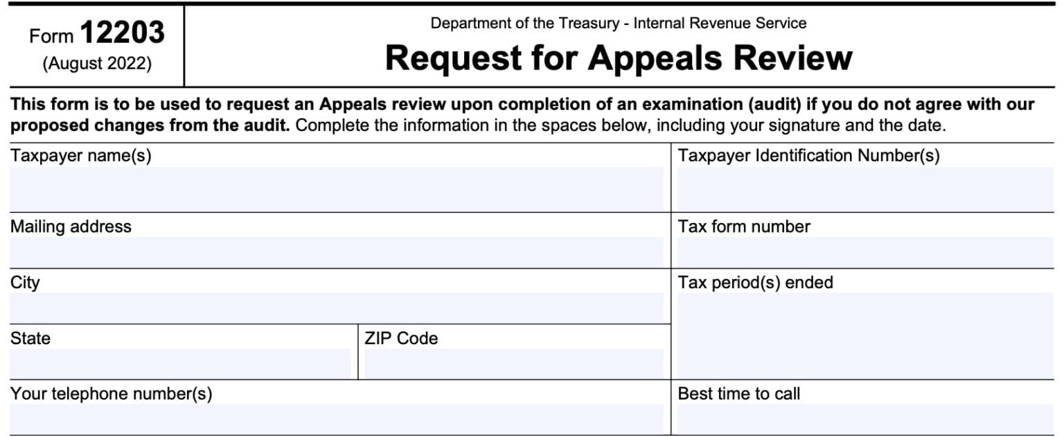 IRS Form 12203 Instructions - Request for Appeals Review