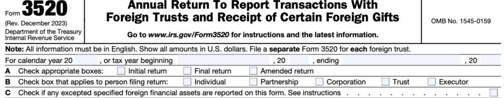 IRS Form 3520 Instructions