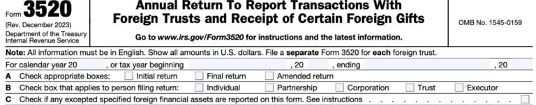 IRS Form 3520 Instructions