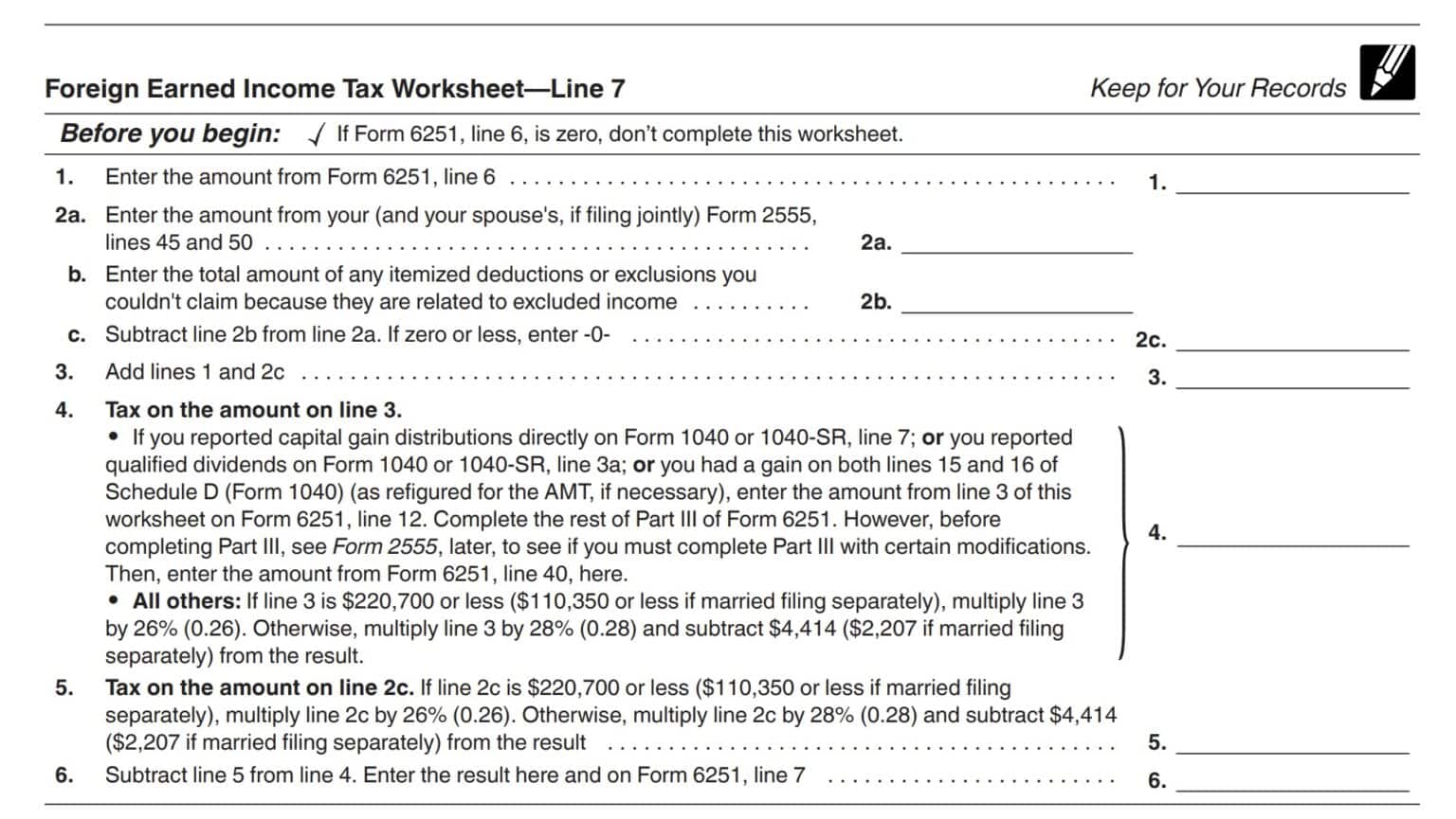 IRS Form 6251 Instructions - A Guide to Alternative Minimum Tax