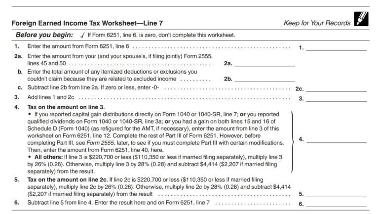 IRS Form 6251 Instructions - A Guide to Alternative Minimum Tax