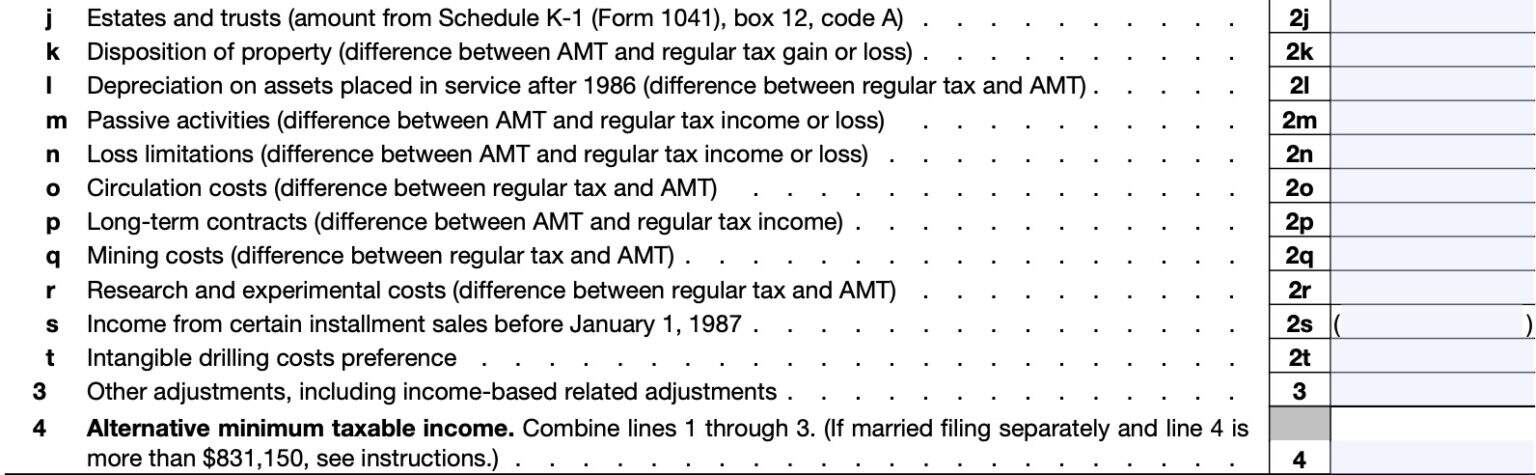 IRS Form 6251 Instructions - A Guide to Alternative Minimum Tax