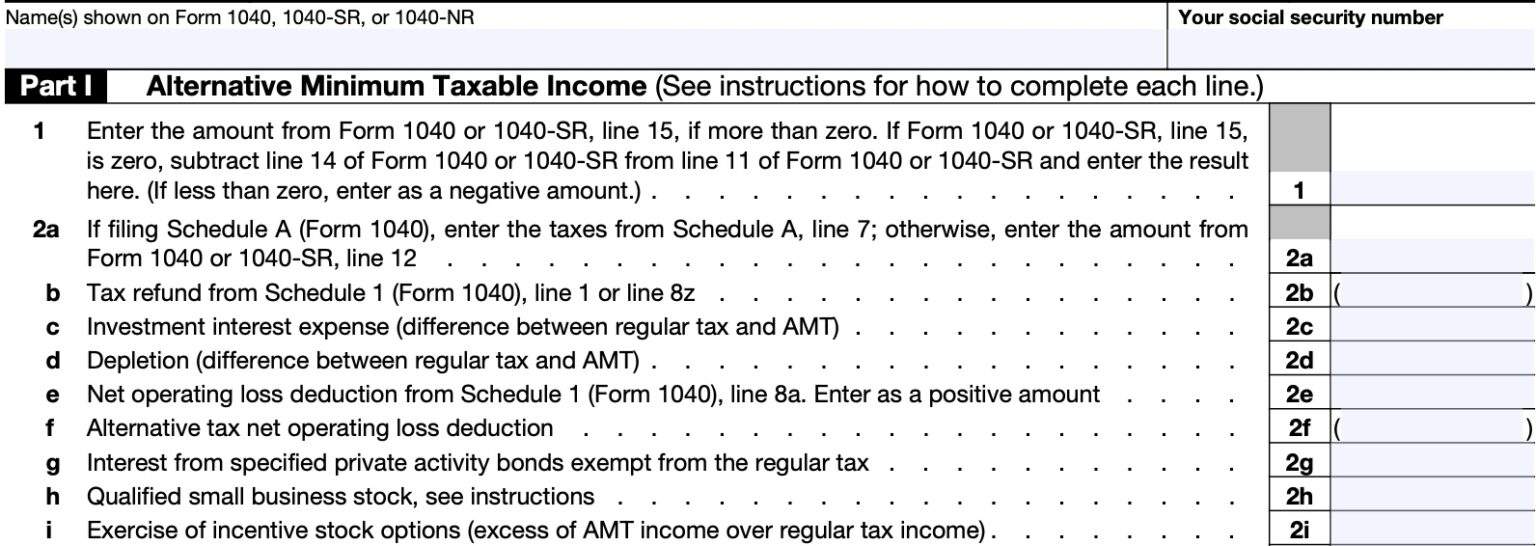IRS Form 6251 Instructions - A Guide to Alternative Minimum Tax