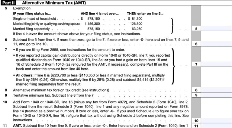 IRS Form 6251 Instructions - A Guide to Alternative Minimum Tax