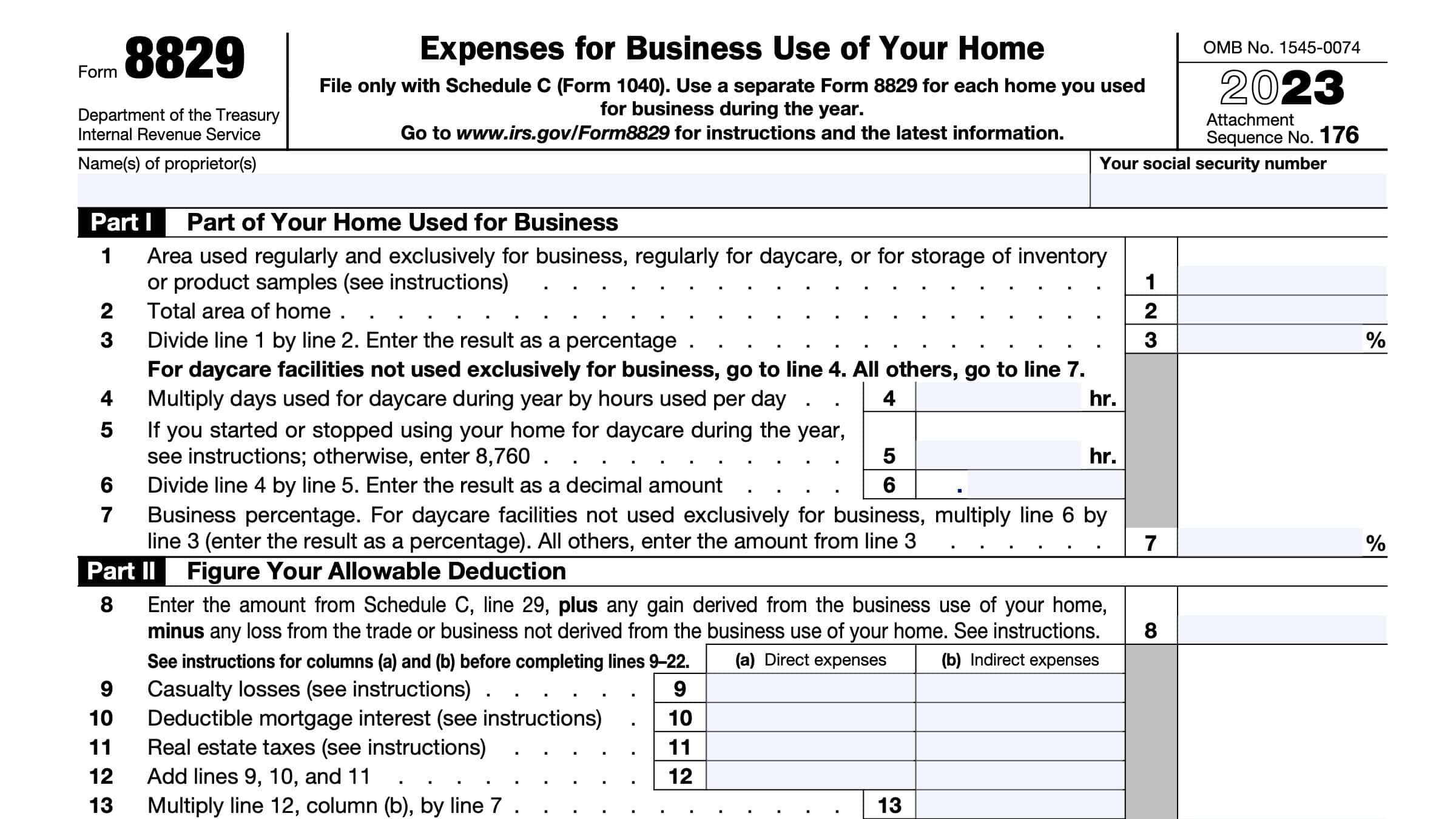 IRS Form 8829 Instructions - Figuring Home Business Expenses