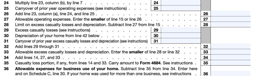 IRS Form 8829 Instructions - Figuring Home Business Expenses