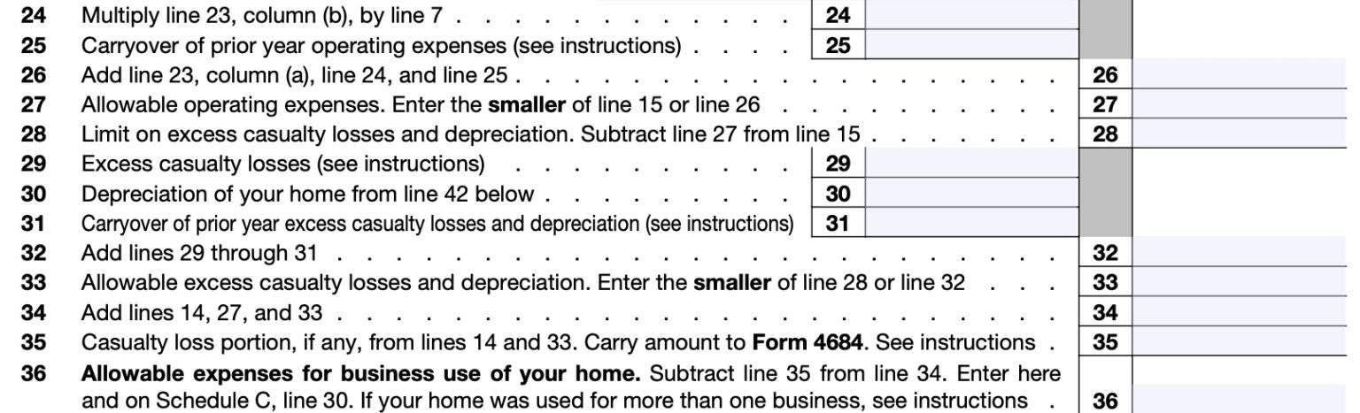 IRS Form 8829 Instructions - Figuring Home Business Expenses