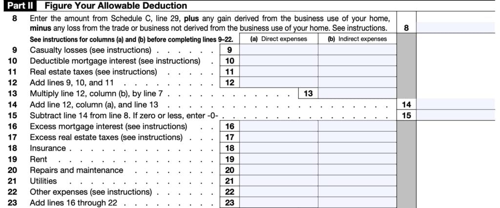 IRS Form 8829 Instructions - Figuring Home Business Expenses