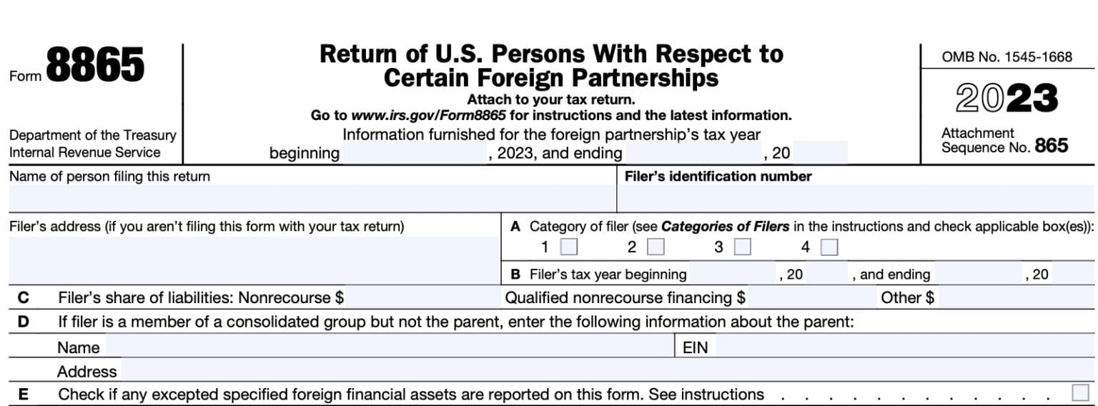 IRS Form 8865 Instructions - Foreign Partnership Returns