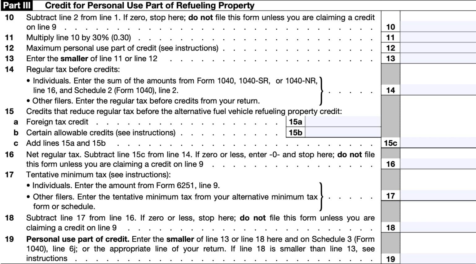 IRS Form 8911 Instructions - Alternative Fuel Refueling Credit