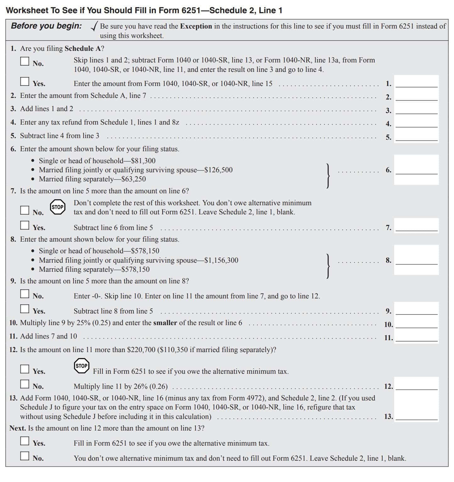 Irs Amt Worksheet 2013 Changes To The AMT As A Result Of The Tax Cuts