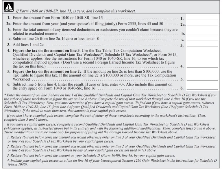 IRS Form 2555 Instructions