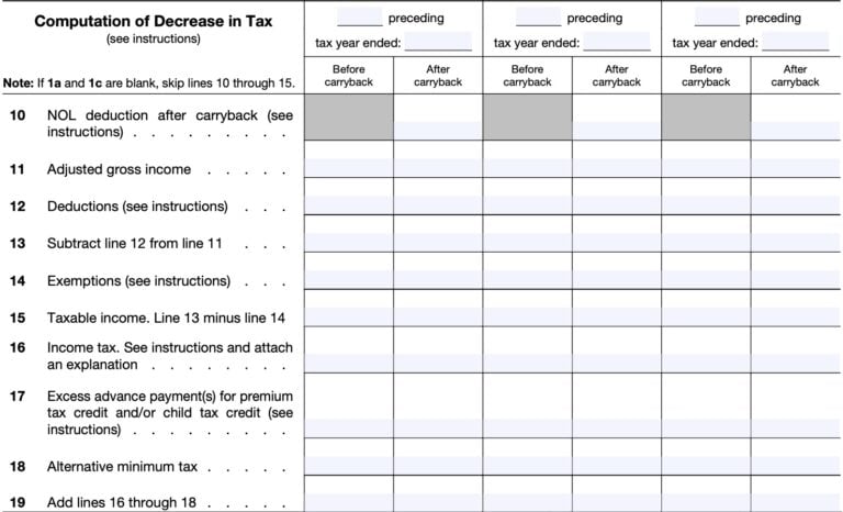 IRS Form 1045 Instructions - Applying For A Tentative Refund