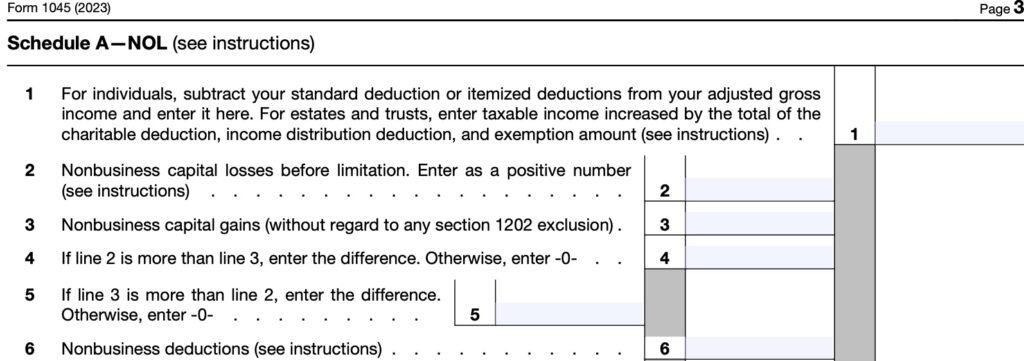 IRS Form 1045 Instructions - Applying For A Tentative Refund
