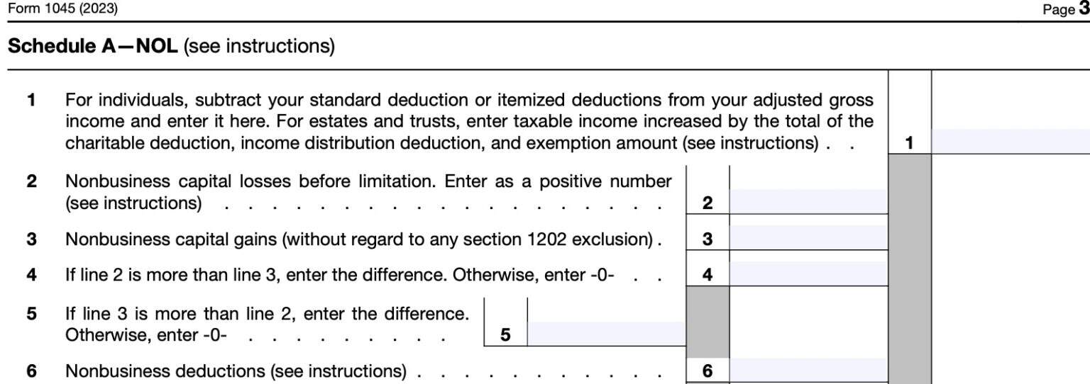 IRS Form 1045 Instructions - Applying For A Tentative Refund