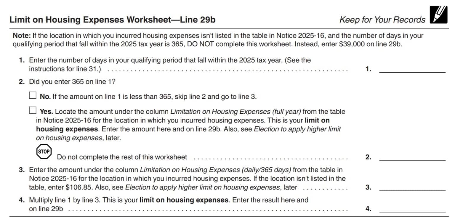 IRS Form 2555 Instructions