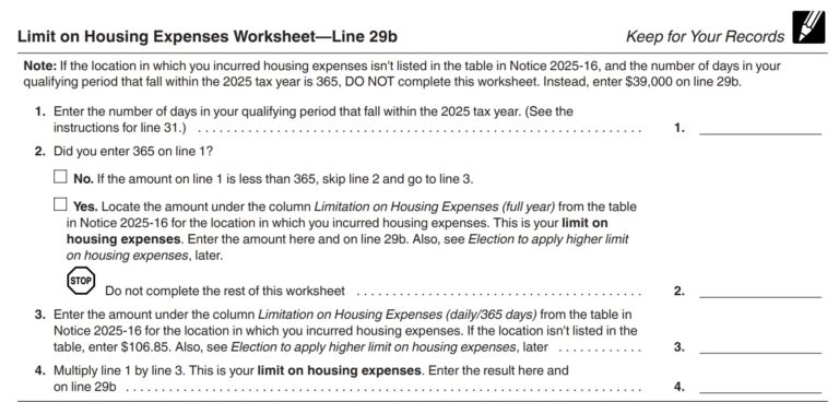 IRS Form 2555 Instructions