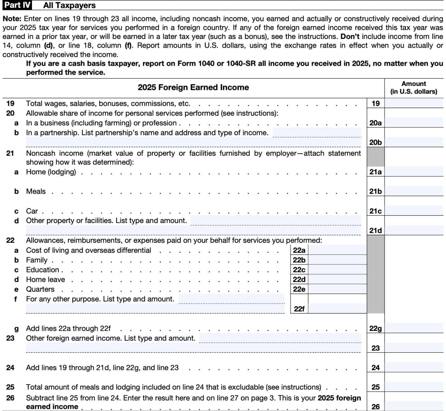 IRS Form 2555 Instructions