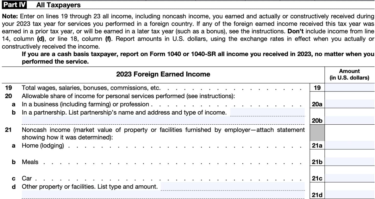 IRS Form 2555 Instructions