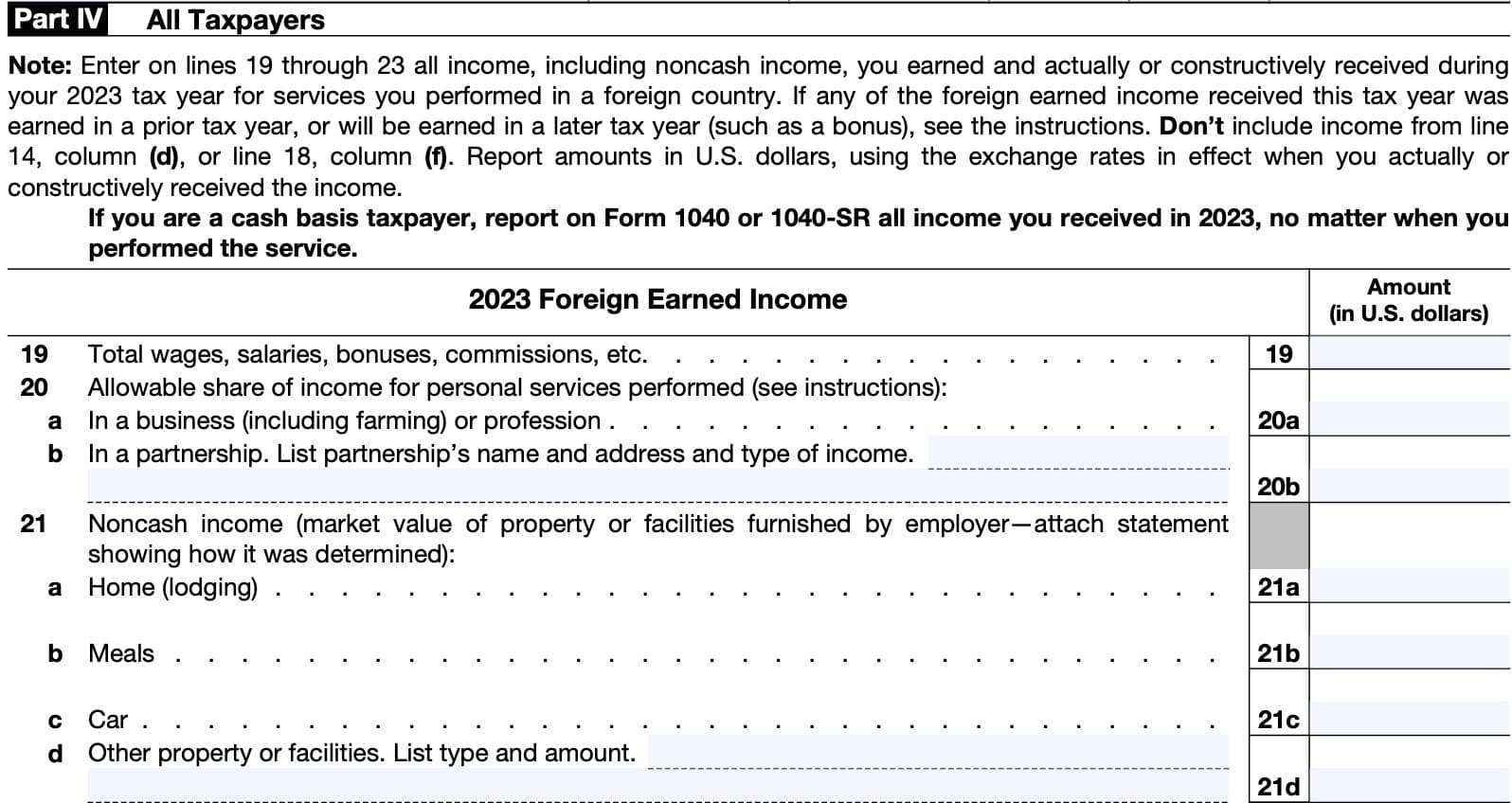 IRS Form 2555 Instructions