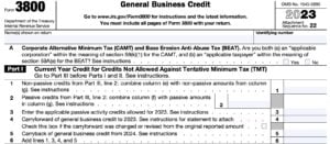 IRS Form 3800 Instructions - General Business Credit