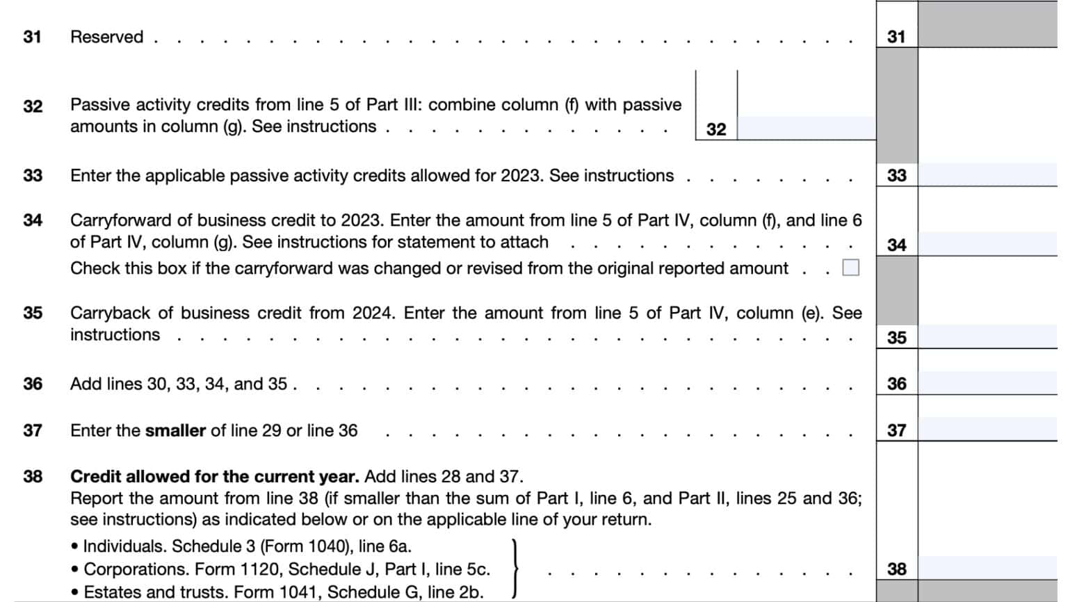 IRS Form 3800 Instructions - General Business Credit