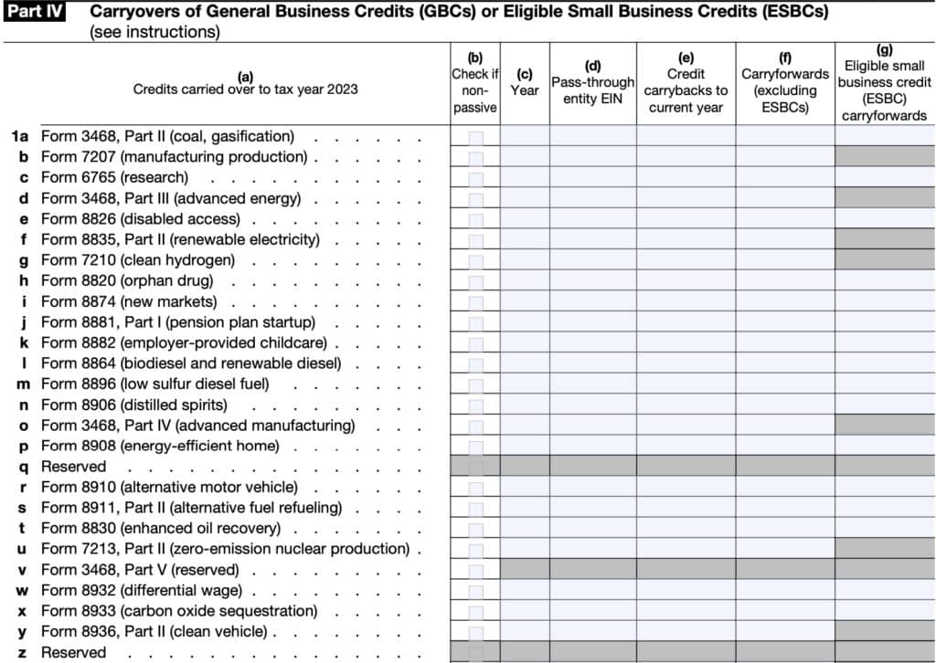 IRS Form 3800 Instructions - General Business Credit