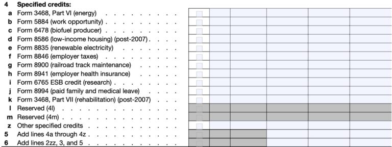 IRS Form 3800 Instructions - General Business Credit