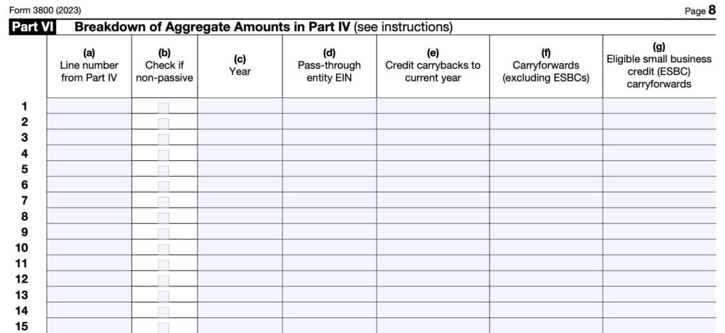 IRS Form 3800 Instructions - General Business Credit