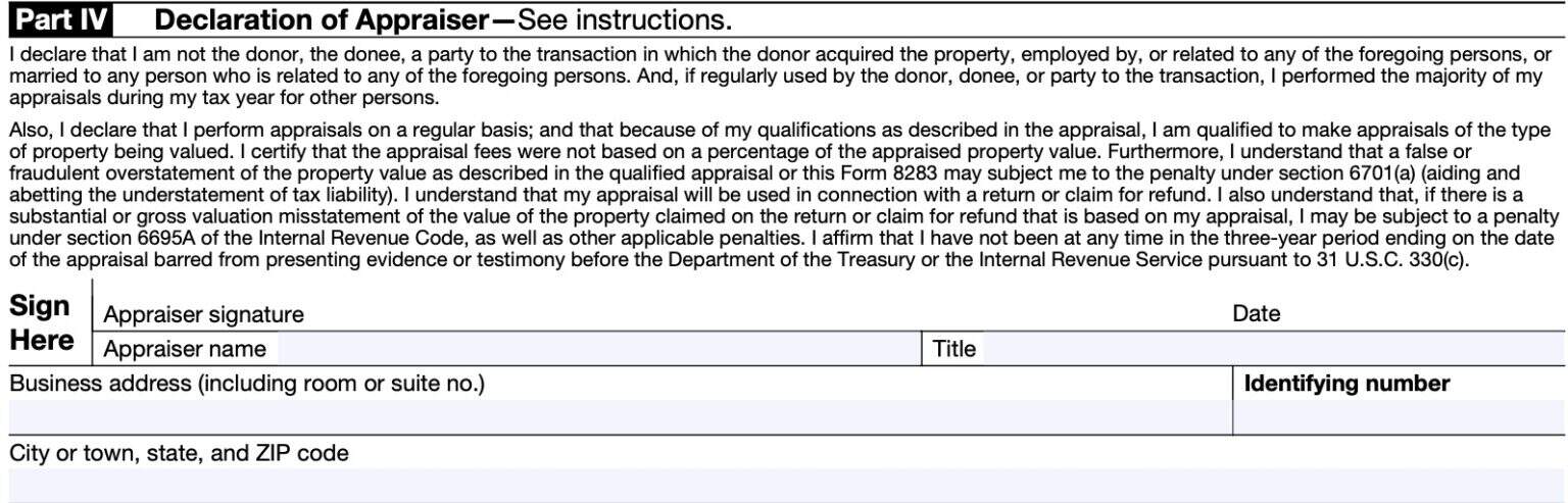 IRS Form 8283 Instructions - Noncash Charitable Contributions