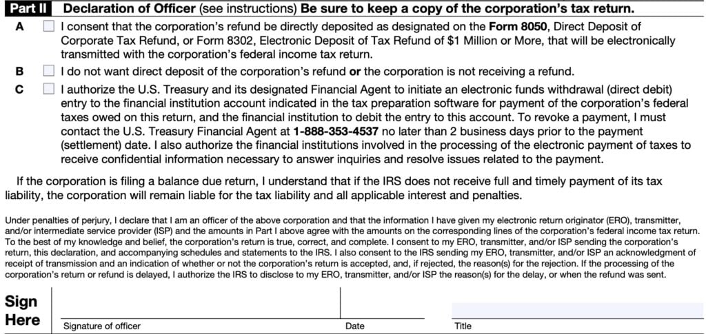 IRS Form 8453-CORP Instructions - E-File for a Corporation