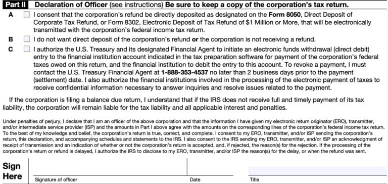 IRS Form 8453-CORP Instructions - E-File for a Corporation