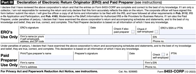 IRS Form 8453-CORP Instructions - E-File for a Corporation