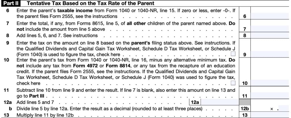 IRS Form 8615 Instructions