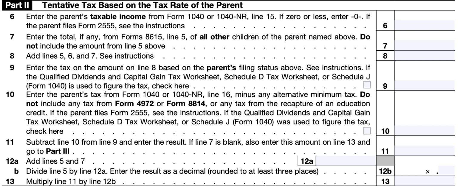 IRS Form 8615 Instructions